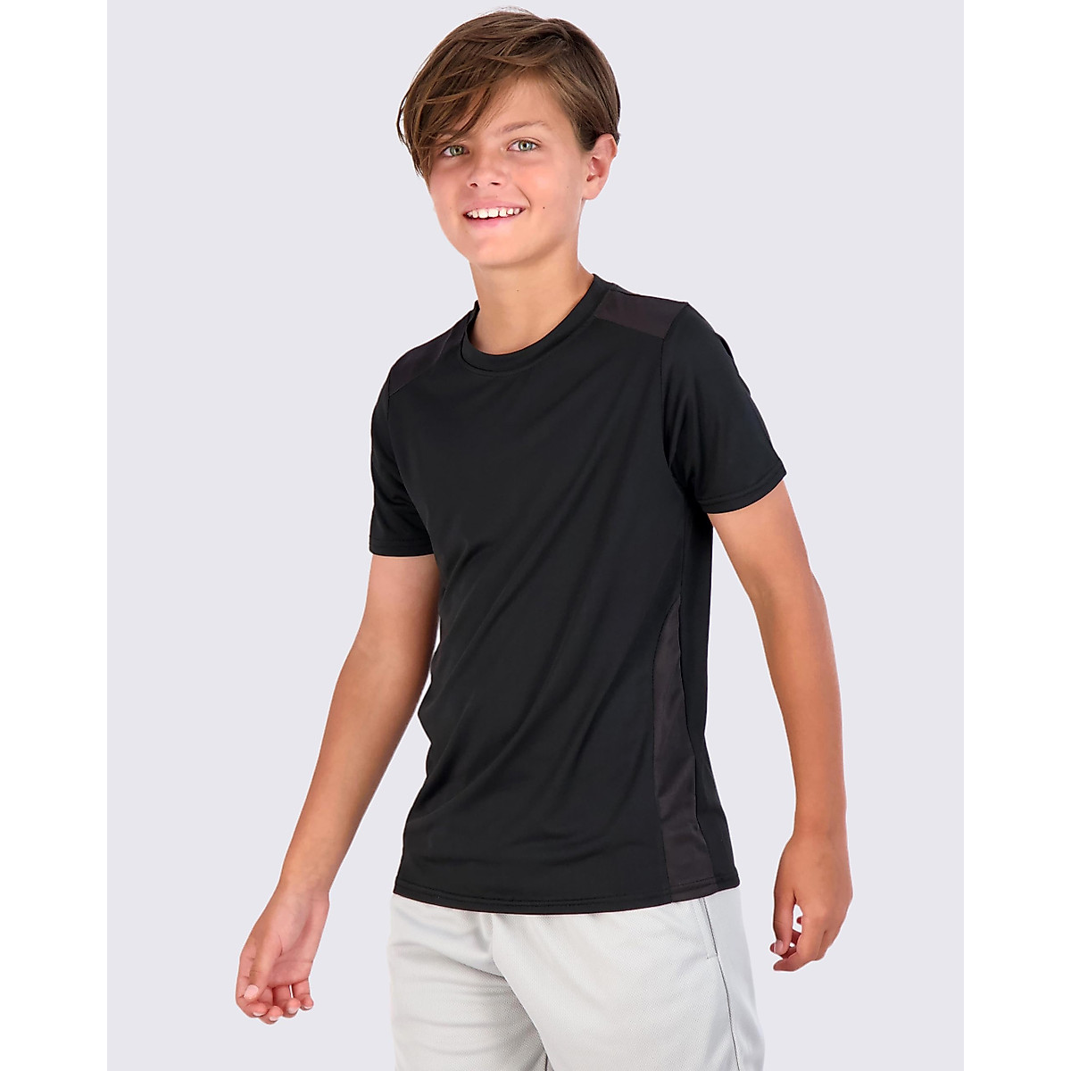 5 Pack: Boys Girls Active Athletic Quick Dry Dri Fit Short Sleeve T-Shirt Crew Neck Tops Teen Gym Undershirts Tees Youth Basketball Clothes Moisture Wicking Shirts-Set 14,Small (6-7)