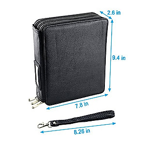 YOUSHARES 120 Slots Colored Pencil Case – Deluxe PU Leather Pencil Holder with Compartments for Watercolor Pencils (Black)