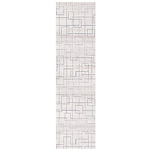 Safavieh Blair Collection Machine Washable Slip Resistant 2'2" x 8' Beige/Grey BLR238B Entryway Foyer Living Room Bedroom Kitchen Runner Rug