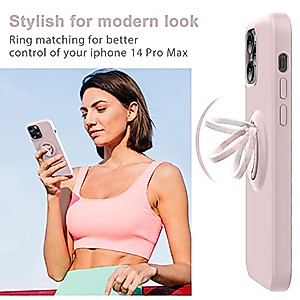MOCCA Compatible with iPhone 14 Pro Max Case with Ring Stand | Super Soft Microfiber Lining | Full-Body Anti-Scratch Liquid Silicone Phone Case for iPhone 14 Pro Max Women Girls 6.7inch - Pink Sand