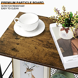 ETELI Side Table Small with Wheels Industrial Night Stand Storage Shelf 3 Tier Wood End Table with Metal Frame for Small Space Living Room Bedroom Kitchen Office