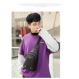 Lmagice Men's chest bag canvas leisure bag sports small backpack oxford cloth single shoulder messenger bag