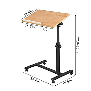 Rolling Laptop Table Lap Desk for Laptop Rolling Cart Tilting Overbed Bedside Table Overbed Desk Overbed Table with Wheels Adjustable Laptop Stand Sofa Side Table