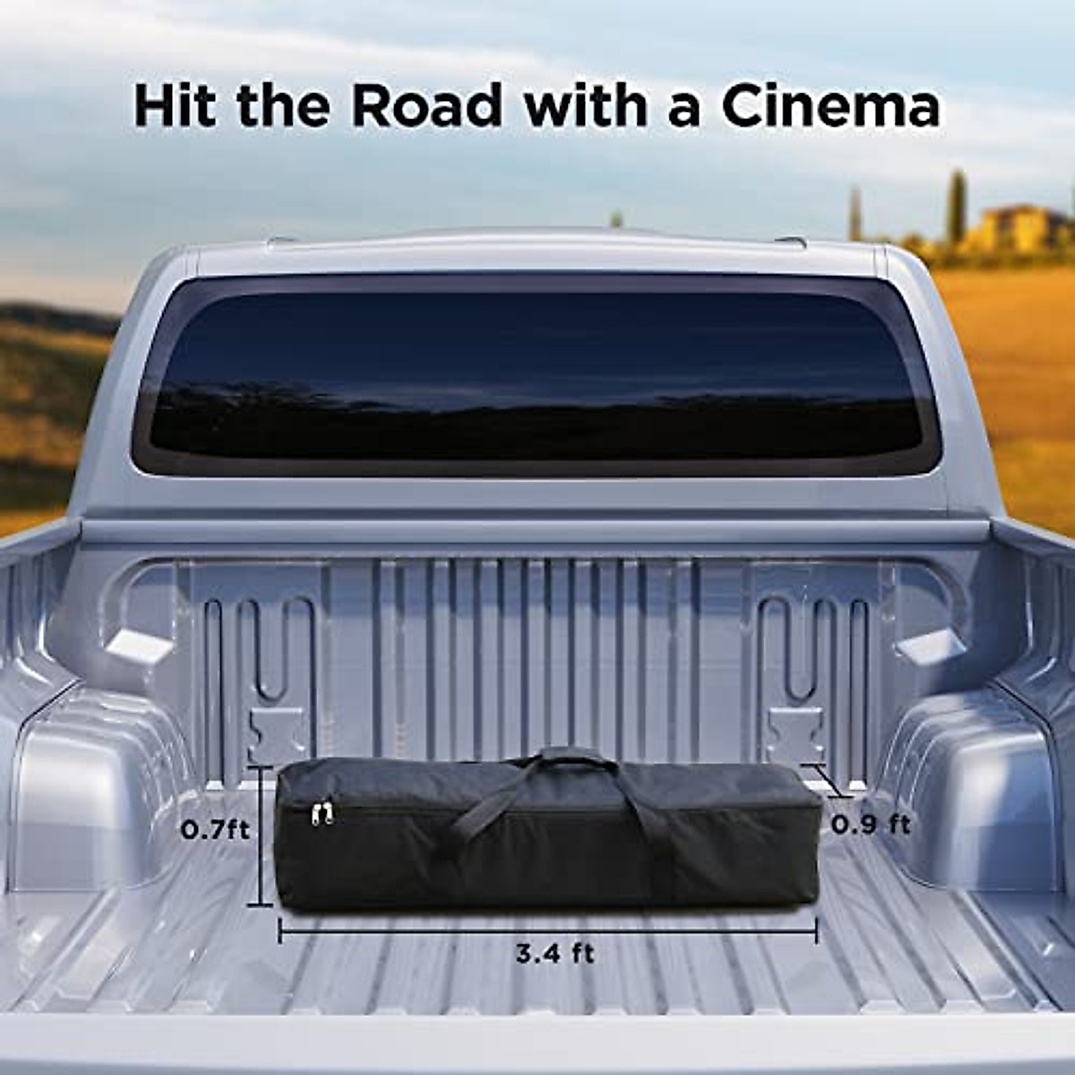 Projector Screen and Stand, POKITTER 120 inch Outdoor Movie Screen-Upgraded 3 Layers PVC 16:9 Outdoor Projector Screen,Portable Video Projection Screen with Carrying Bag for Home Theater Backyard