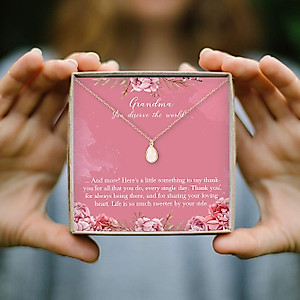 Dear Ava Grandma Necklace: Grandma Gift, Gift for Grandma, New Grandma to Be, Only The Best Moms are Upgraded to Grandma, Tourmaline Birthstone (Gold-Plated-Brass, NA)