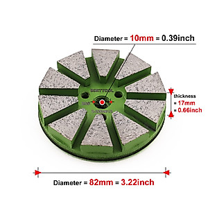 BSRTTOOL 3Pcs 3inch Metal Diamond Floor Polishing Pads - Dry or Wet Sanding Tile Stone Marble Concrete Granite Ceramics Glass (50Grit)