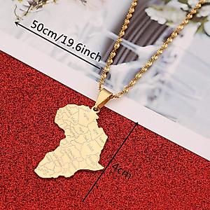 Stainless Steel Map of Africa Country Pendant Necklace Men Women Hip Hop African Jewelry (Gold Color)