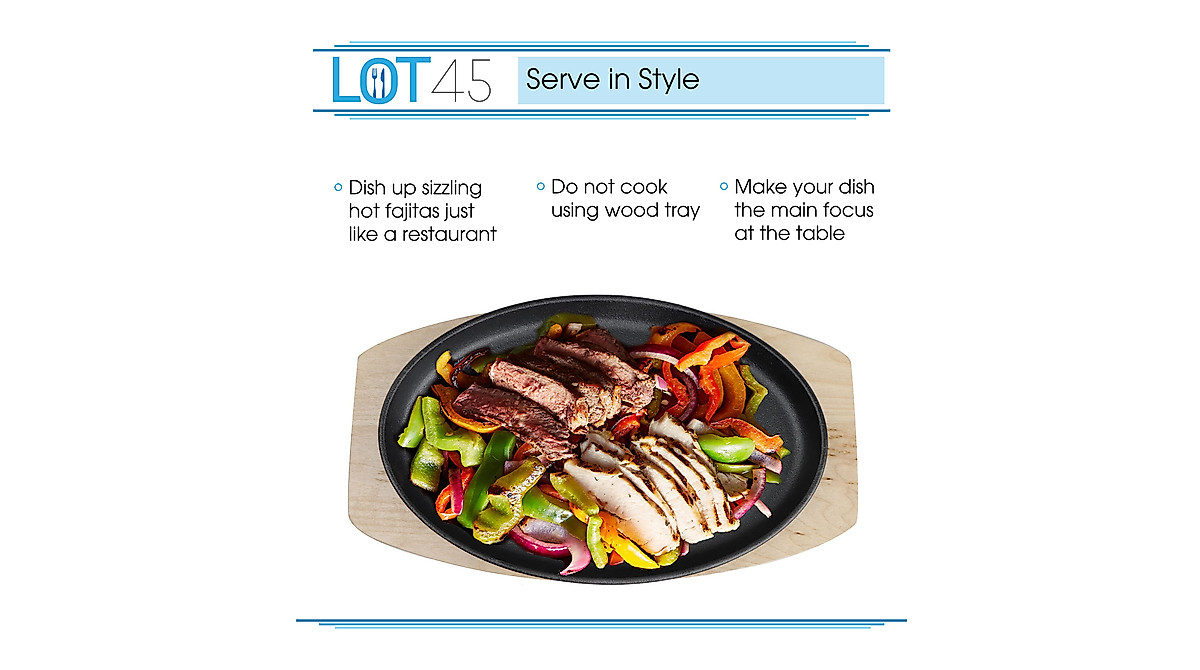 Lot45 Cast Iron Fajita Sizzling Pan - 10in Serving Platter