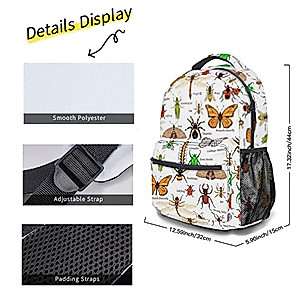 Insect School Computer Backpacks Book Bag For Boys Girls Travel Hiking Camping Daypack
