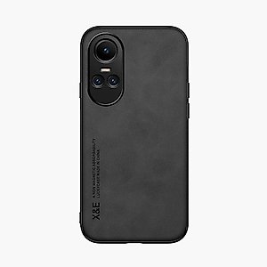 Kepuch Silklike Case for Oppo Reno 10/Reno 10 Pro - Black Hybrid Case with Built-in Metal Plate, Supports Magnetic Car Holder, Precise Cutouts, Avoids Fingerprints and Dust