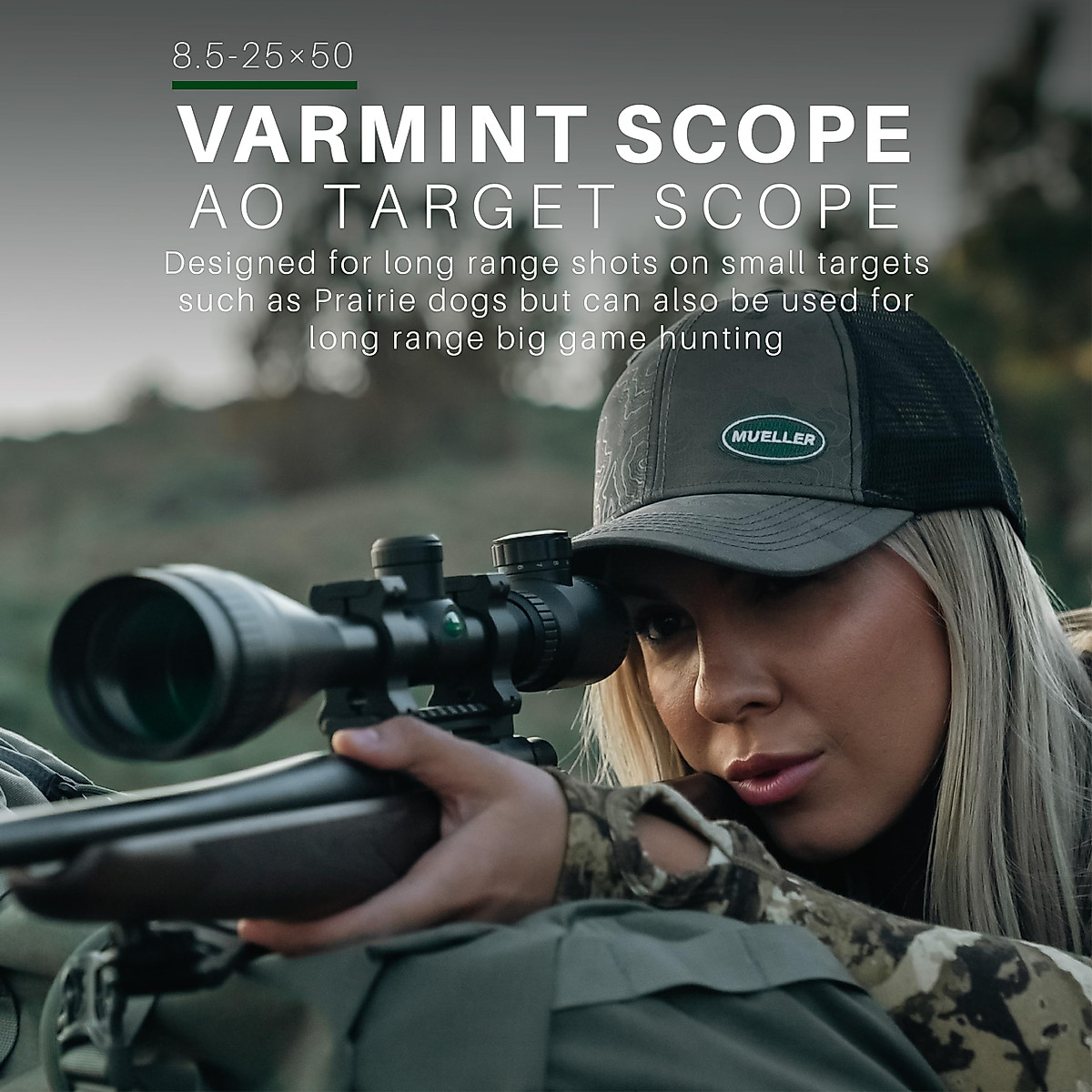 Mueller Optics 8.5-25×50 AO Long Range Target Scope (Silver)