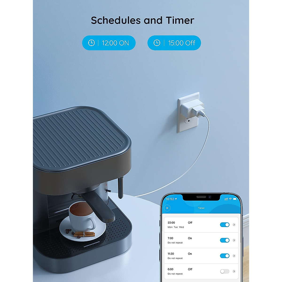Govee Smart Plug, WiFi Bluetooth Outlets 4 Pack Work with Alexa and Google Assistant, 15A WiFi Plugs with Multiple Timers, Govee Home APP Group Control Remotely, No Hub Required, ETL&FCC Certified