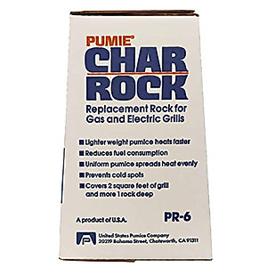 Pumie PR-6 Char Rocks | Creates More Even Heat Distribution | Reduces Flare Ups | 6 Pound Box of Pumie Char Rocks