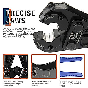 iCrimp F1807 Copper Ring Crimping Tool Kit for 3/8,1/2,3/4,1-inch- Free Removal Tool& Pex Pipe Cutter&Gauge- For All US F1807 Standards