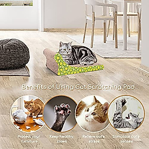 Nobleza Cat Scratch Pad, Reversible Double-Side Cardboard Scratcher Lounge with Catnip, Premium Recyclable Corrugated Scratching Couch Bed Sofa for Indoor Cats