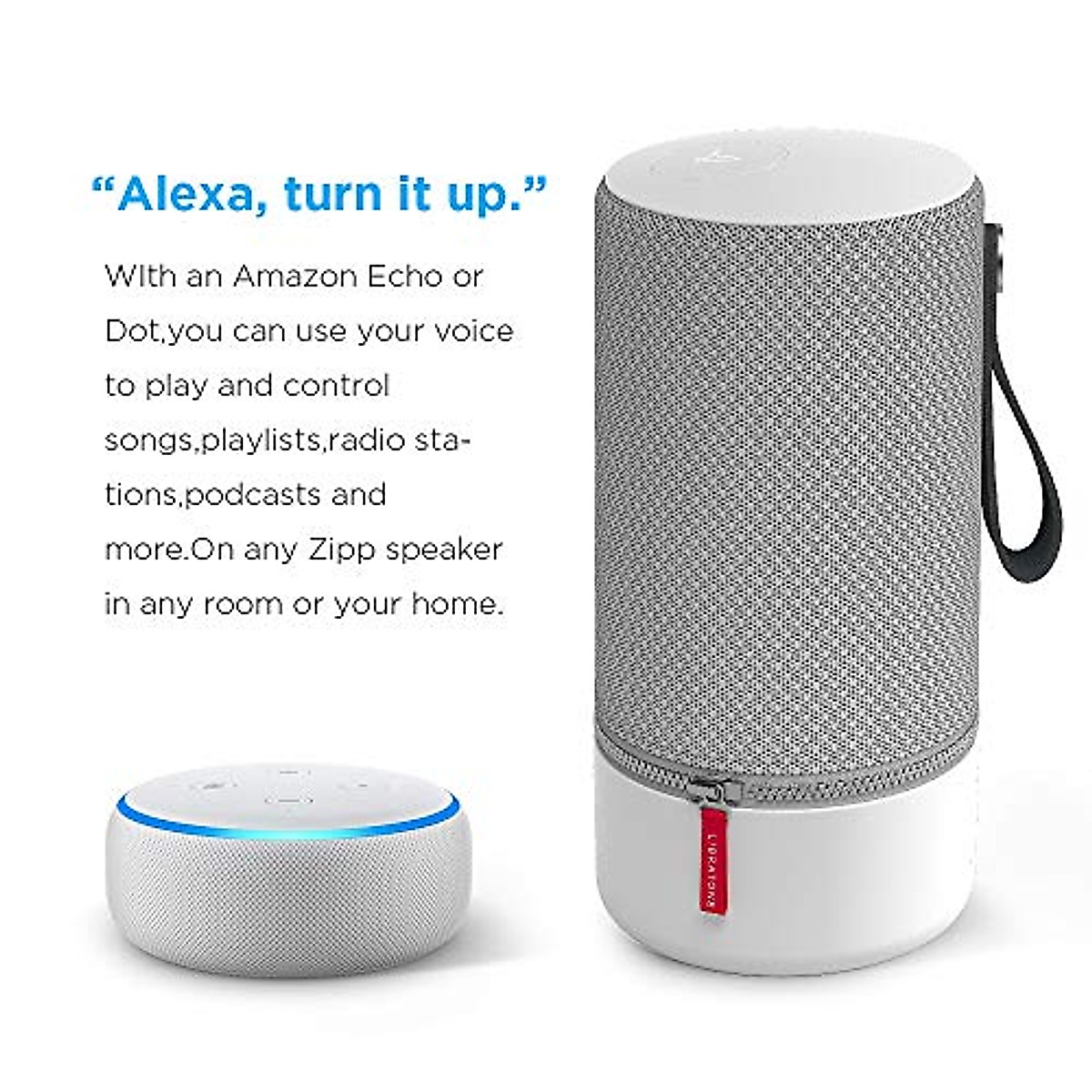 Libratone ZIPP Portable WiFi + Bluetooth Wireless Speaker - Compatible with Alexa (Victory Red)