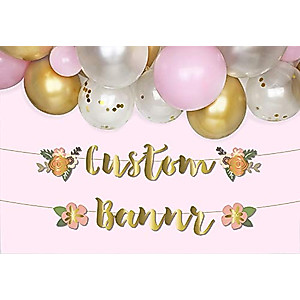 Gold Make Your Own Banner with Flower Banner Charms | Floral Party Decorations | Birthday, Baby Shower, Bridal Shower | DIY Sloth Party Banner | Say Anything Banner