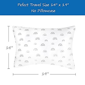 Toddler Pillow Small Baby Pillows for Sleeping Great Neck Support, Perfect Boho Kids Pillow 14" x 19" for Child Travel, Toddler Cot Bed, Boys Gilrs, No Pillowcase Needed, Rainbow Print