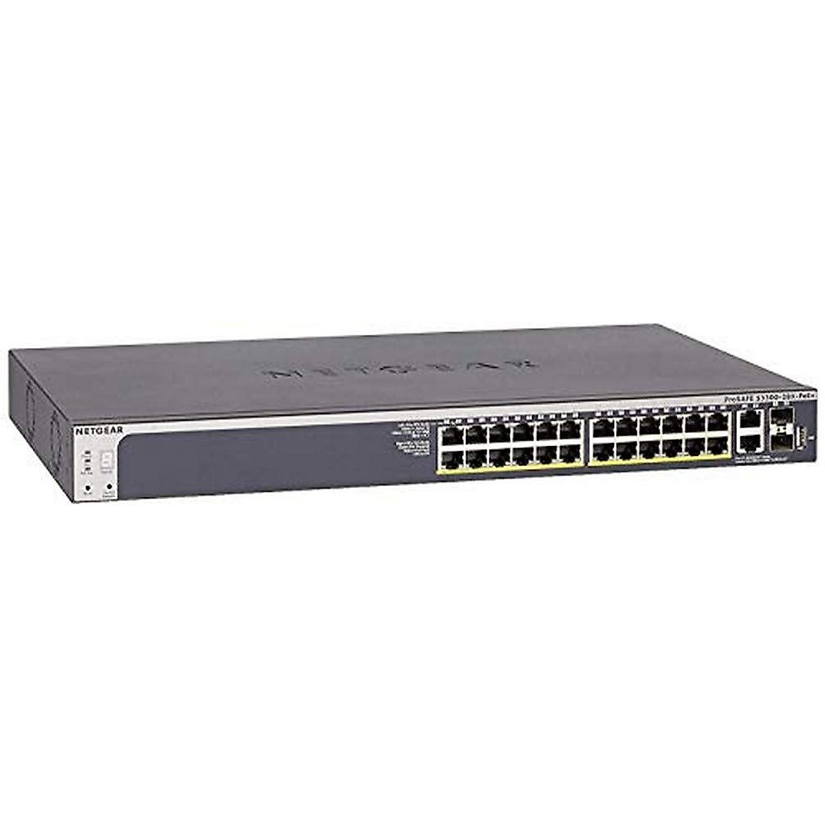 NETGEAR 28-Port PoE Gigabit/10G Stackable Smart Switch (GS728TXP) - Managed, with 24 x PoE+ @ 195W, 2 x 10G Copper and 2 x 10G SFP+, Desktop or Rackmount, and Limited Lifetime Protection
