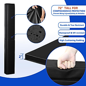 VANCL Pole Padding 4" Square Garage Pole Padding Heavy Duty Basketball Pole Pads 4 Inch Durable Basketball Pole Pad UV-Resistant Waterproof, Black (Fit 4x4 Inch Pole-6 Feet Tall)