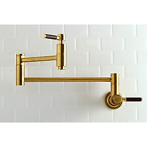 Kingston Brass KS8107DKL Wall Mount Pot Filler Kitchen Faucet, Brushed Brass