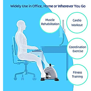 Under Desk Bike Pedal Exerciser, Mini Exercise Bike Portable Peddler Sitting for Seniors with LCD Display Sportneer Foot Cycle Arm & Leg Bike Pedals Exerciser with Anti-Skid Mat for Home Office