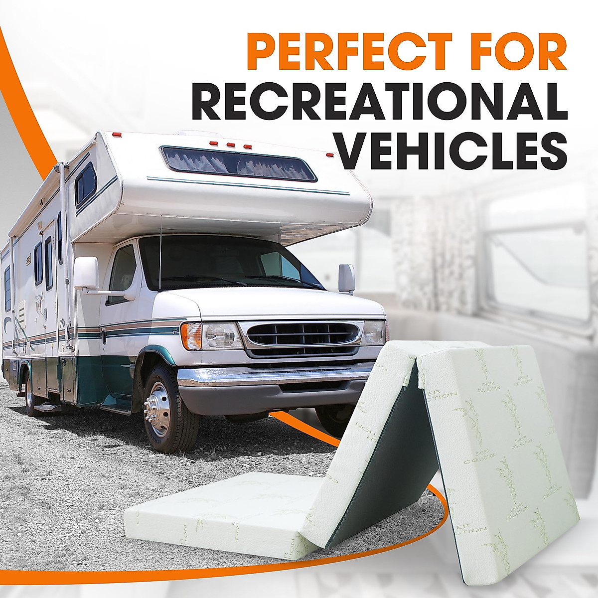 Cheer Collection Foldable Mattress - Tri Folding Mattress - Portable 4 Inch Thin Mattress for Floor - Must-Have Folding Mattress - Trifold Mattress for Sleepovers, Camping, and Guests (75"x25"x4")