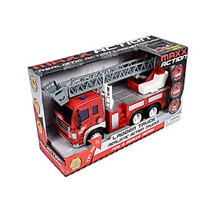 Sunny Days Entertainment Maxx Action Mini Rescue Vehicle Toy Fire Truck with Extention Ladder and Push Button Lights and Sounds (Colors and Style Purchased May Vary)