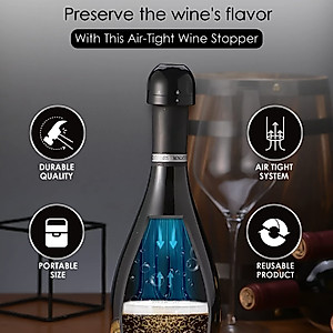 GOCHA Gadgets | Vacuum Wine Stopper | Champagne Stoppers With Vacuum Built-in | 1.5 inch Silicone Twist Top Wine Stopper | Reusable, Leak Proof (2 Wine + 2 Champagne Cork Stopper) | (Pack of 4)