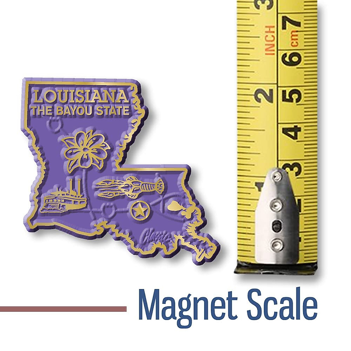 Louisiana Small State Magnet by Classic Magnets, 2.2" x 2.1", Collectible Souvenirs Made in The USA