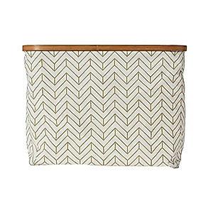 Household Essentials Bamboo Rimmed Krush Basket with Cutout Handles, Set of 2 Sizes, Tan Chevron