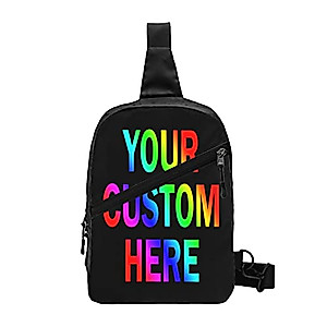 Custom Bag Sling Crossbody Bags Chest For Men Women Design Your Own Personalized Shoulder Backpack Travel Hiking Daypacks With Text Image Daypack Casual Black-2