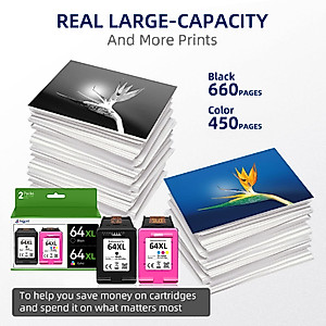 InkSpirit Remanufactured 64 Ink Cartridge Black Color Combo Pack, Replacement for HP 64XL for Envy Photo 7800 7858 7155 7855 6255 7100 6252 7158 7164 6222 7120 7130 Tango X Smart Home Wireless