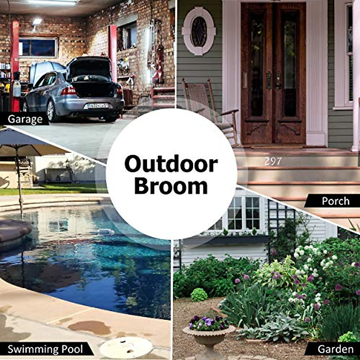 LCF Pet Hair Removal Broom with Squeegee & Telescoping Handle,Non Scratch Bristle Rubber Bruch Carpet Sweeper Outdoor Broom for Hardwood Floor Tile Windows Clean Cleaning (Green)