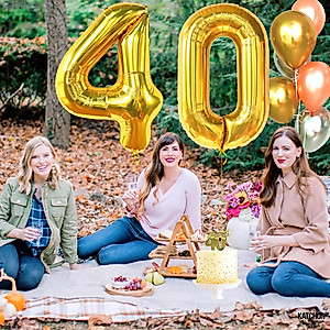 KatchOn, Gold 40 Balloon Numbers - Big, 40 Inch | Gold 40th Birthday Decorations for Men | Gold 40th balloons, 40th Birthday Balloons for 40th Birthday | Happy 40th Birthday Decorations for Women Gold
