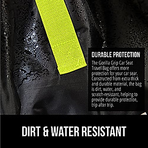 Gorilla Grip Car Seat Travel Bag, Water Dirt and Tear Resistant, Easy Carry Padded Backpack Covers for Airplane, Gate Check Bags Infant Booster Convertible Carseat Plane Cover, Fluorescent