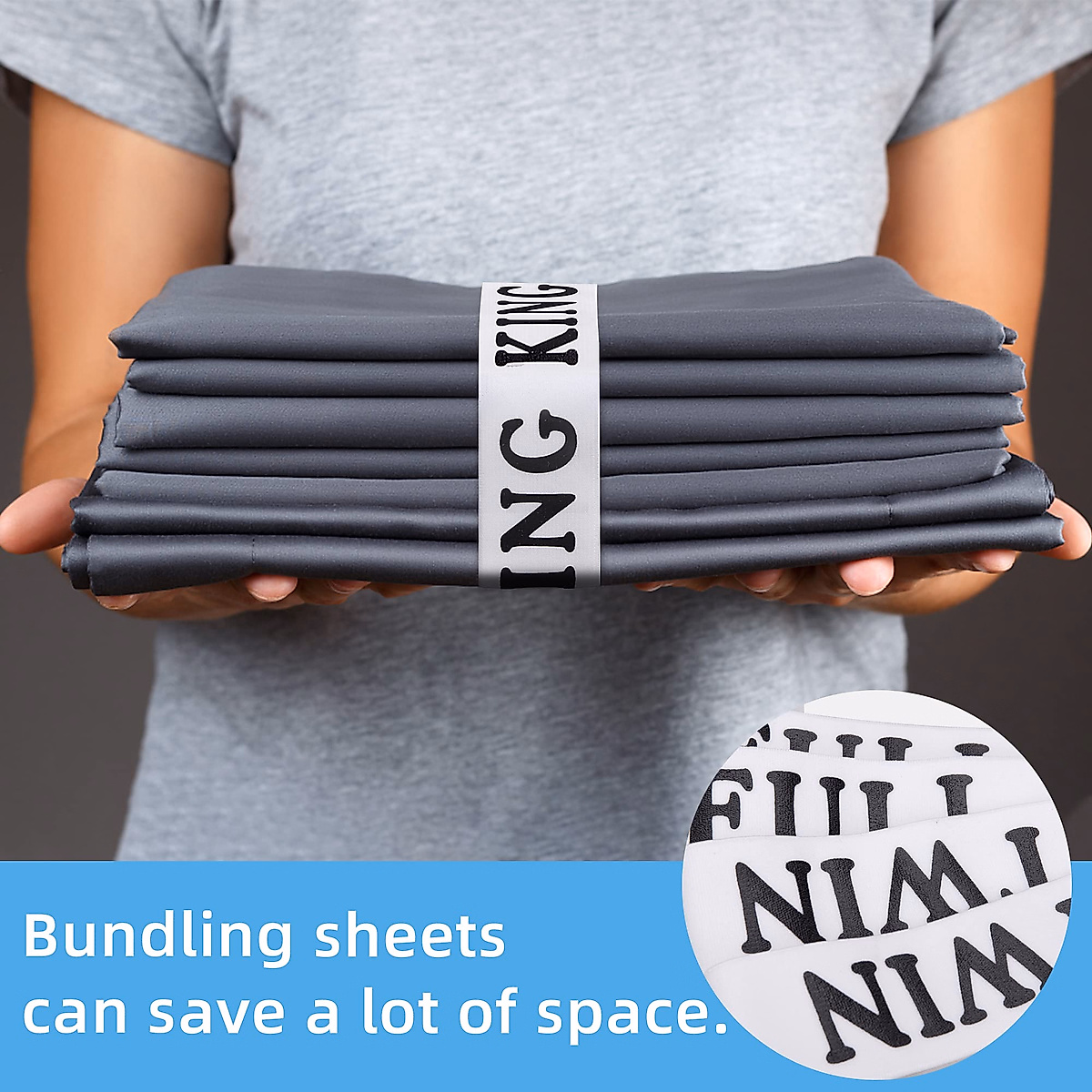 codree 8 Pieces Bed Sheet Organizer Bands- Sheet Keepers Closet Organization- Elastic Bed Sheet Storage- Bedding Bands for Foldable Bedsheet, Pillow Case, Duvet (Queen)