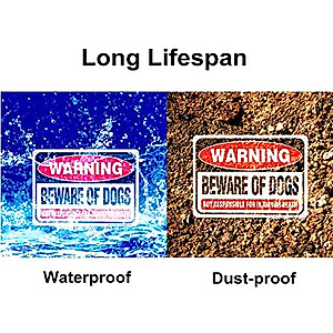 (2 Pack) Beware of Dog Sign, 10 x 7 Rust Free Aluminum Warning Dog Sign, UV Printed Reflective Weather Resistant Dog Bite Sign for Outdoors