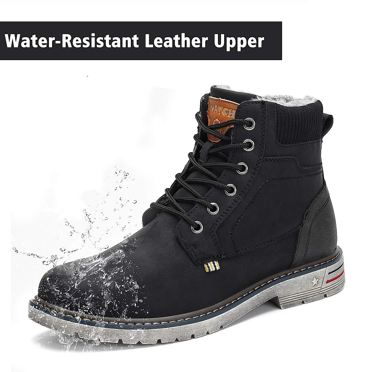 Mishansha Women's Hiking Boots Men's Warm Snow Boots Warm Ankle Bootie Non Slip Walking Black 7 Women/6 Men