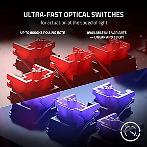 Razer Huntsman V2 TKL Tenkeyless USB-C Gaming Keyboard: Fastest Linear Optical Switches Gen2 w/ Sound Dampeners & 8000Hz Polling Rate - Detachable TypeC Cable - Doubleshot PBT Keycaps (Renewed)