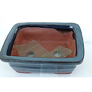 Ceramic Bonsai Pot - Rectangle 6 x 4.5X 2 Color Blue