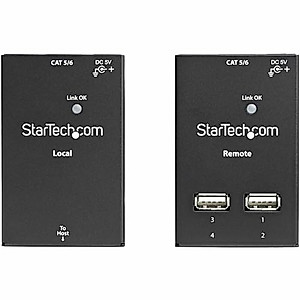 StarTech.com 4-Port USB 2.0 Extender - 130ft (40m) USB Over Cat5/Cat6 Extender - Compact USB 2.0 Over Ethernet Extender, TAA (USB2004EXTV)