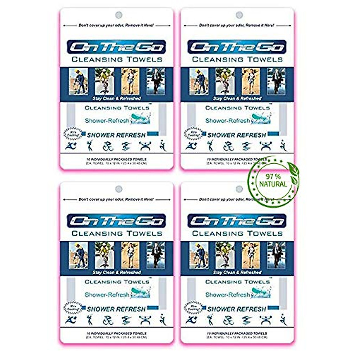 On The Go Towels Shower Refresh Large Body Wipes (40)