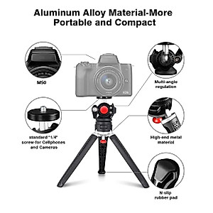 Camera Mini Tripod, Etour Lightweight Vlog Tripod Holder, Adjustable [Stable Handheld Vlogging Tripod] of DSLR Compatible with Sony A6000 Canon M50 G7x Mark ii/Phone, Table Stand for Vlogger Creator