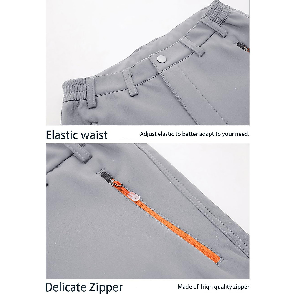 EKLENTSON Mens Hiking Pants Outdoor Fishing Snow Ski Warm Lightweight Work Pants Light Grey