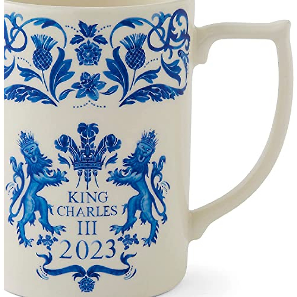 Portmeirion Home & Gifts Spode King Charles III Coronation Single Mug 340ml Blue & White Pattern UK Made