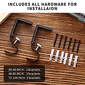 2 Pack Modern Curtain Rod, End Cap Style Design, Curtain Rods for Windows 28 to 48 Inch, Indoor and Outdoor, 28-48 Inch, Black