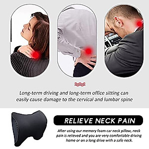 ZATOOTO Car Neck Pillow Memory Foam - Head Restraint Diamond Bling Neck Pain Relieved Cervical Support Black Seat Headrest Driving Adjust Height YB-Black