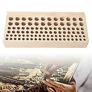 98 Holes Leather Holder Tool Wooden, Professional Tool Rack Leathercraft Stand Holder Organizer Leather Tools Storage Box for Leather Working Making Punch Tools Organizer Wooden Stamp Organizer