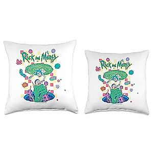 Rick and Morty Falling Portals Throw Pillow, 16x16, Multicolor